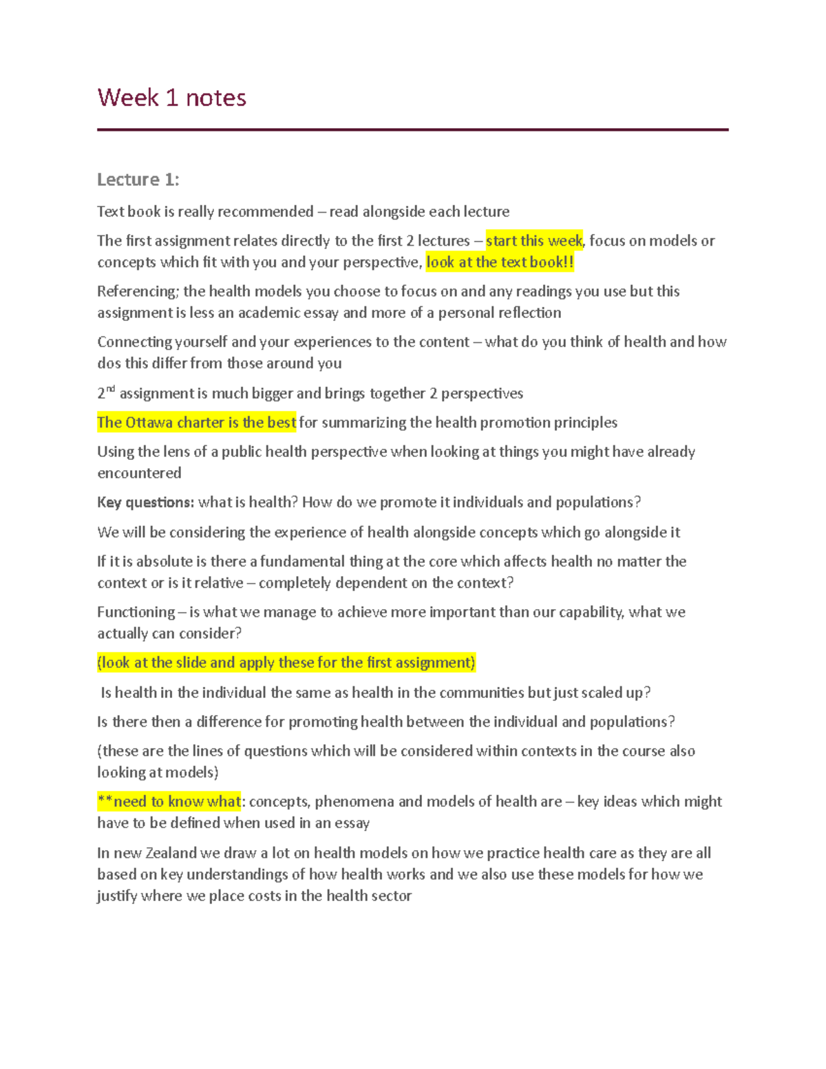 Wk 1 notes 201 - Annabel Ahuriri Driscoll lecturer - Week 1 notes ...