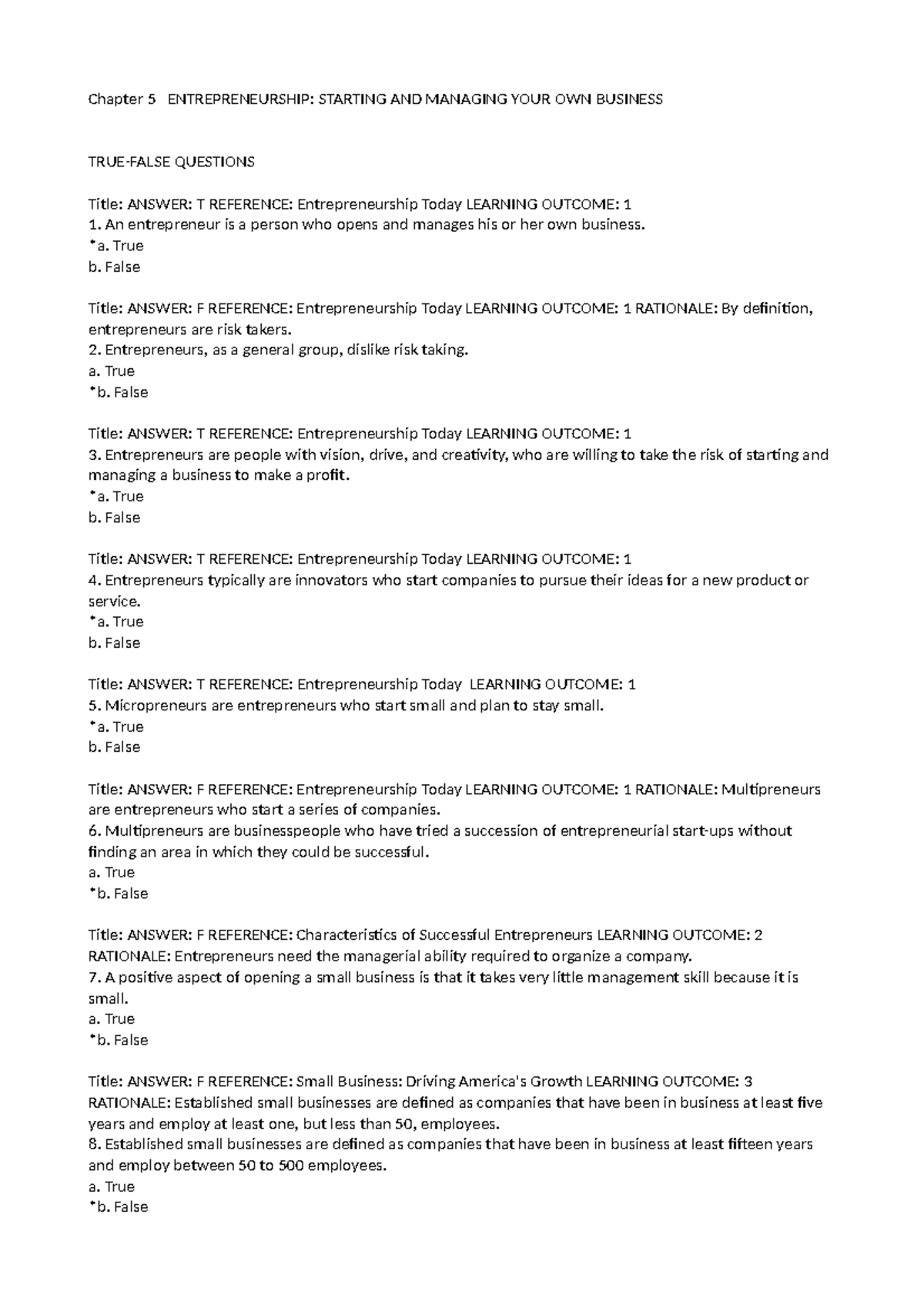 Introductionto Business TB Ch05 - Chapter 5 ENTREPRENEURSHIP: STARTING ...