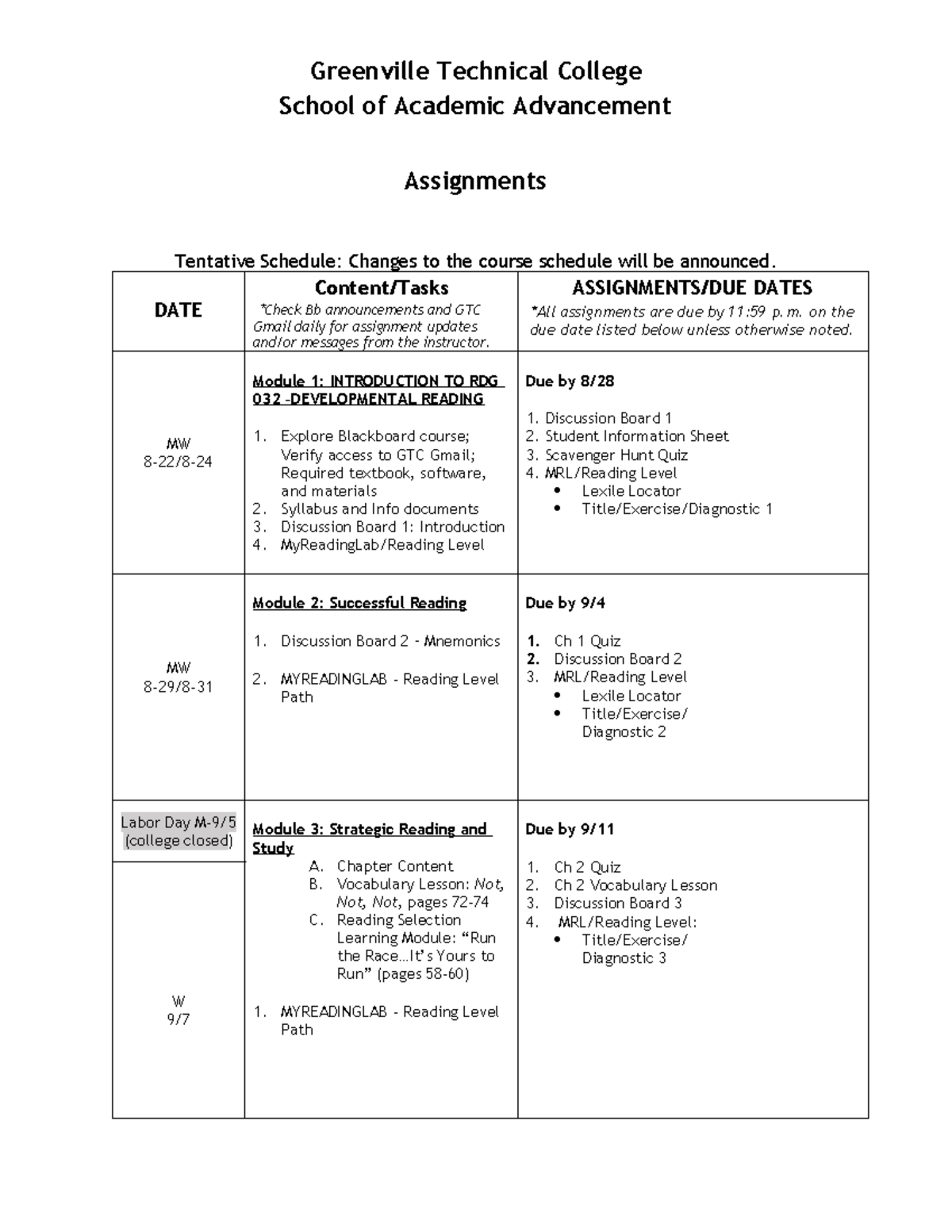 2022 FALL RDG 032 course schedule 14week - School of Academic ...