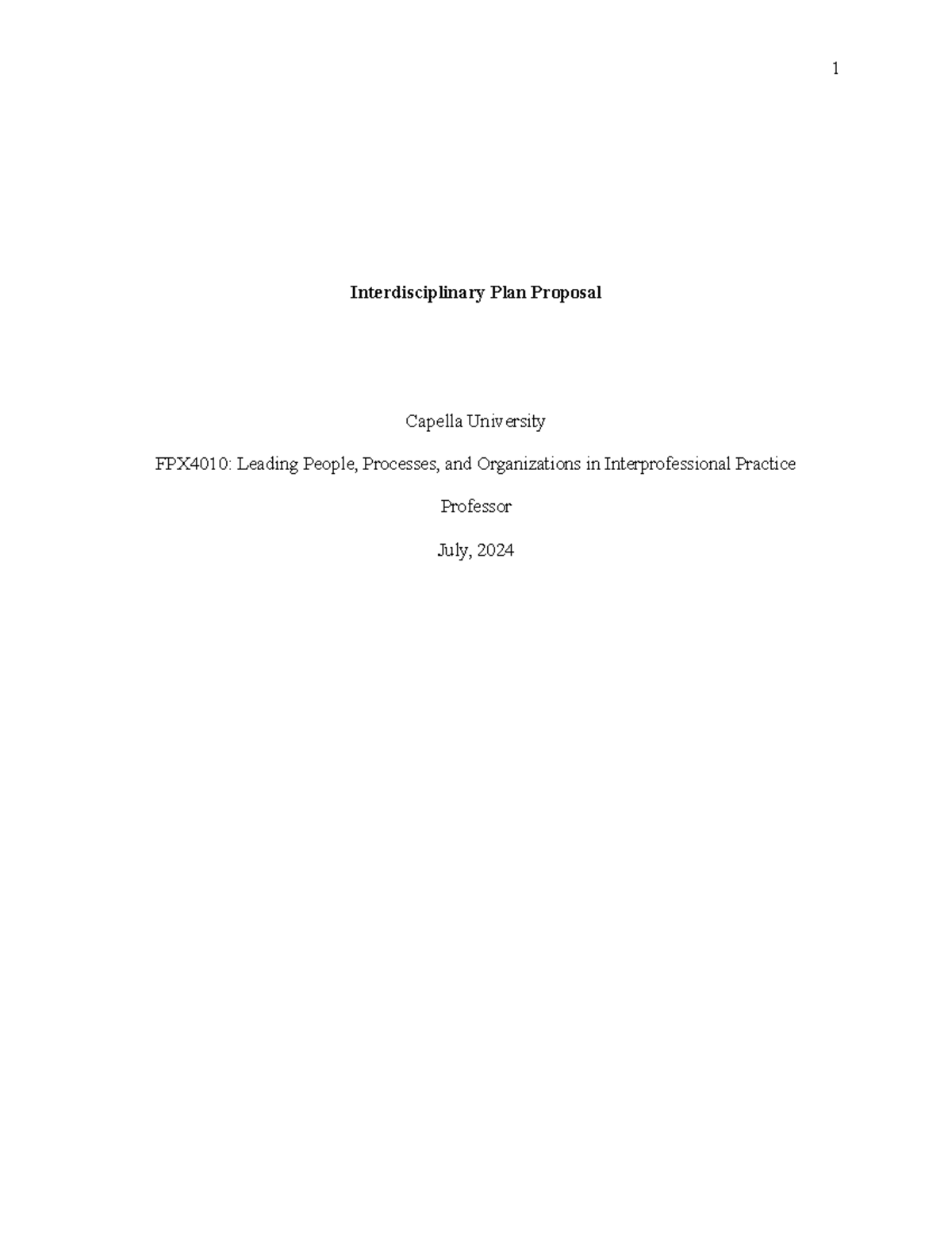 Assessment 3: Interdisciplinary Plan Proposal - Interdisciplinary Plan ...