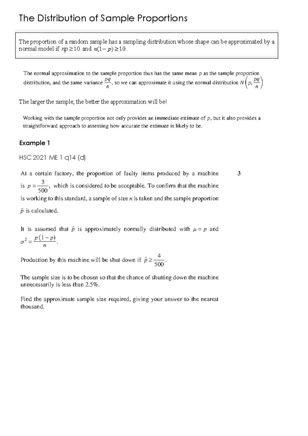 BD 4 Sample Proportions II - The Distribution of Sample Proportions The ...
