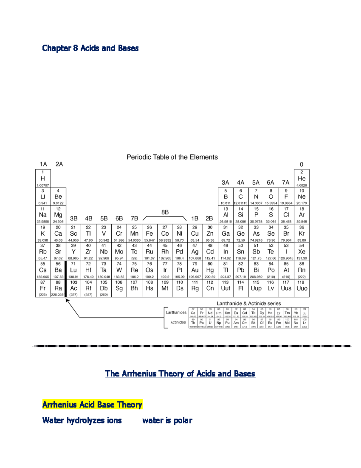 45 Acid Base Chemistry - Chapter 8 Acids and Bases The Arrhenius Theory ...