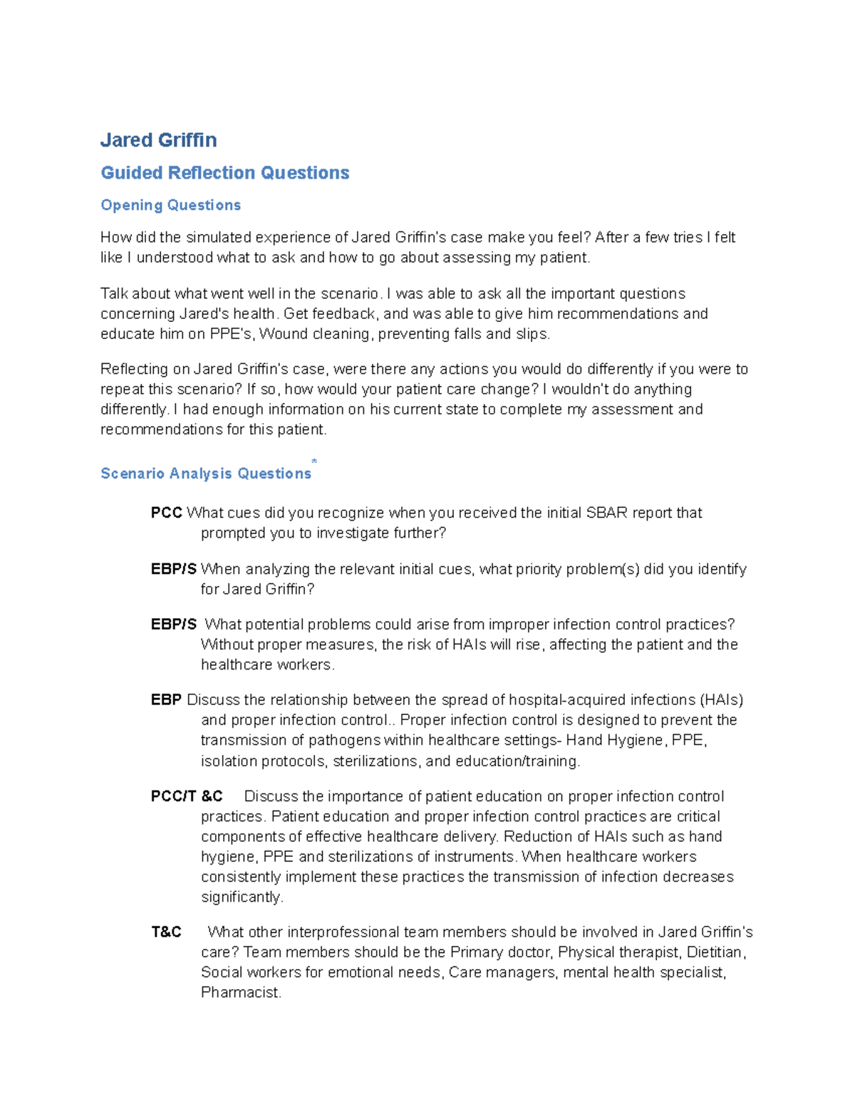 Jared Guided Reflected questions - Jared Griffin Guided Reflection ...