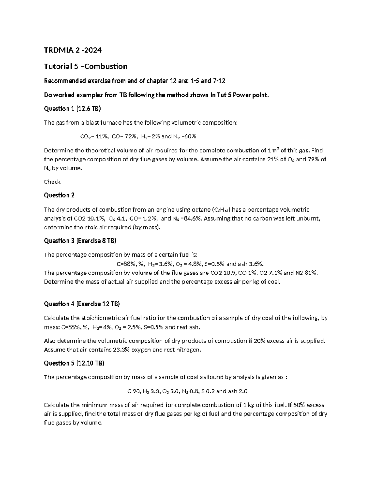 Tutorial 5 Combustion - TRDMIA 2 - Tutorial 5 –Combustion Recommended ...