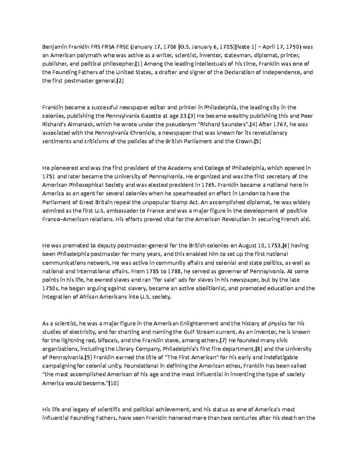 Benjaminfrenklin - essay about bengjeram fanklyin - Benjamin Franklin ...