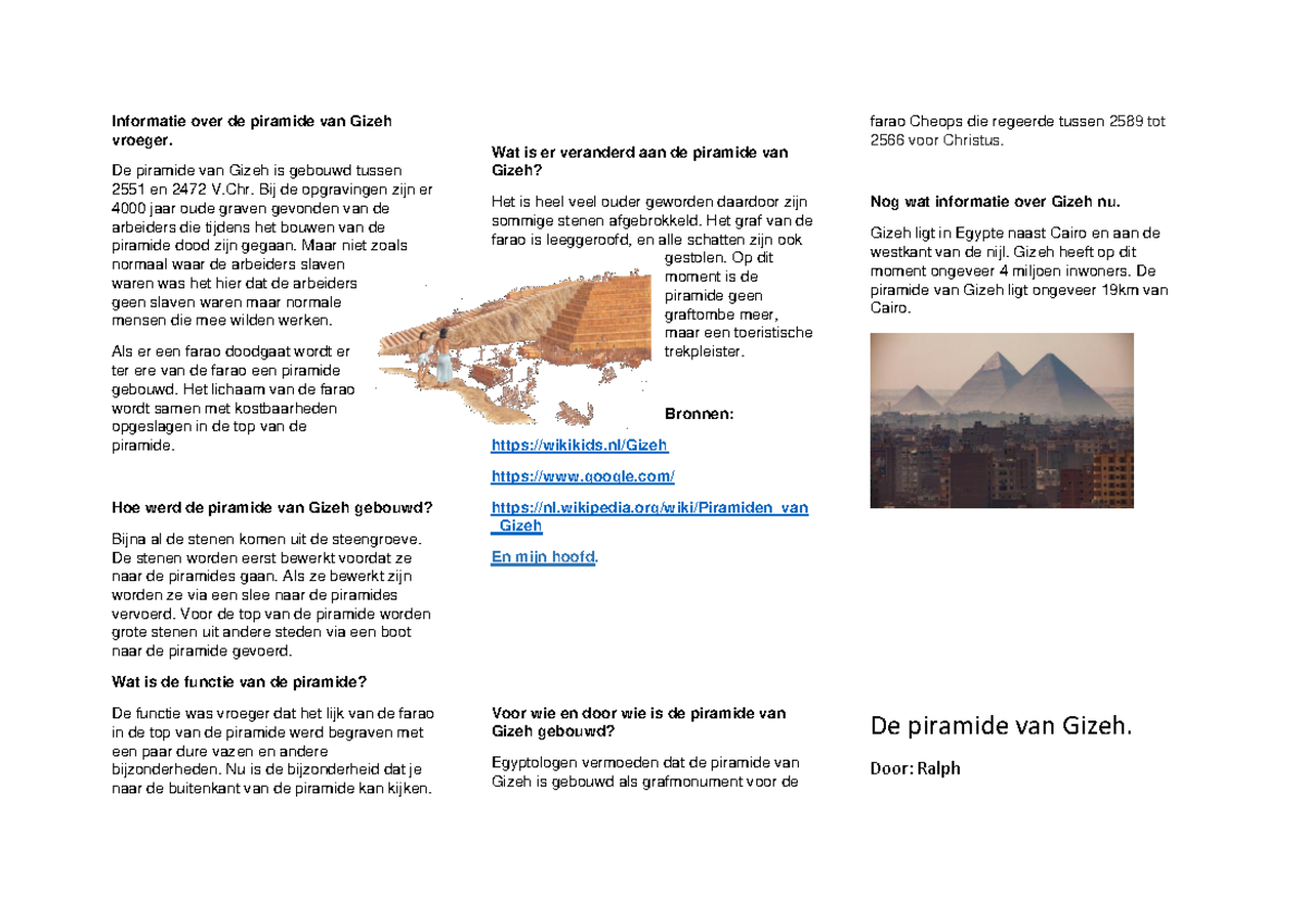 Gs reisfolder - Werkstuk/ reiskoffer over de piramides van gizeh ...
