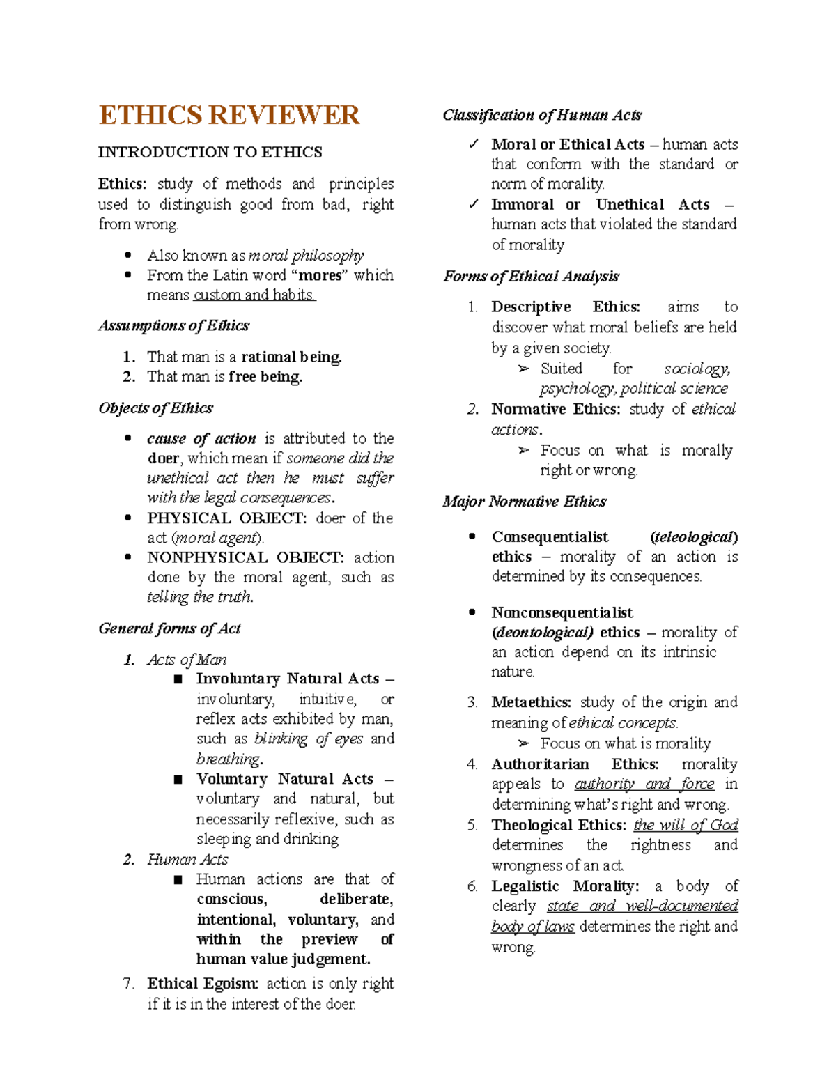 Ethics Reviewer - This would be a big help to all students. - ETHICS ...