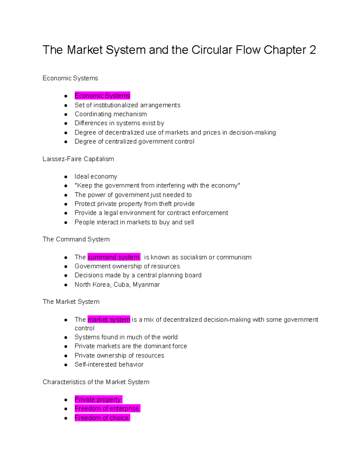 The Market System and the Circular Flow Chapter 2 - Studocu