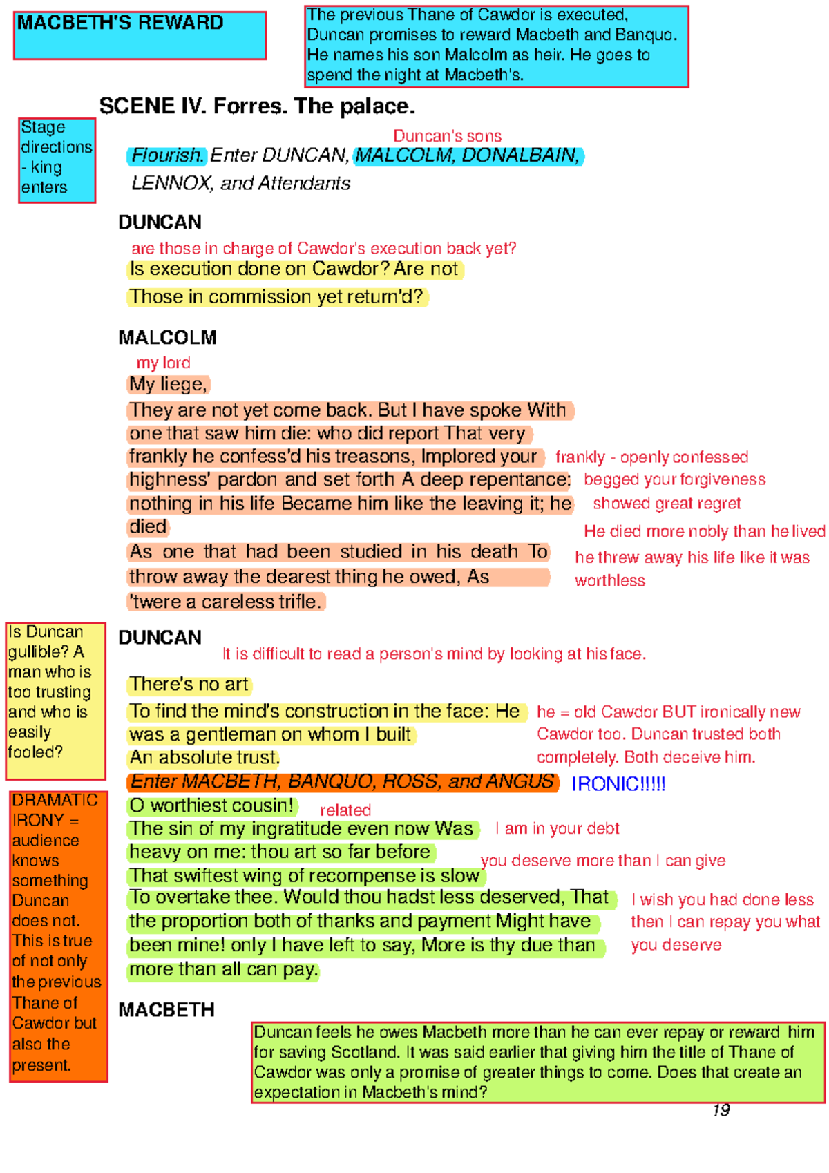 4) Act 1 scene 4 - Macbeth - frankly he confess'd his treasons ...