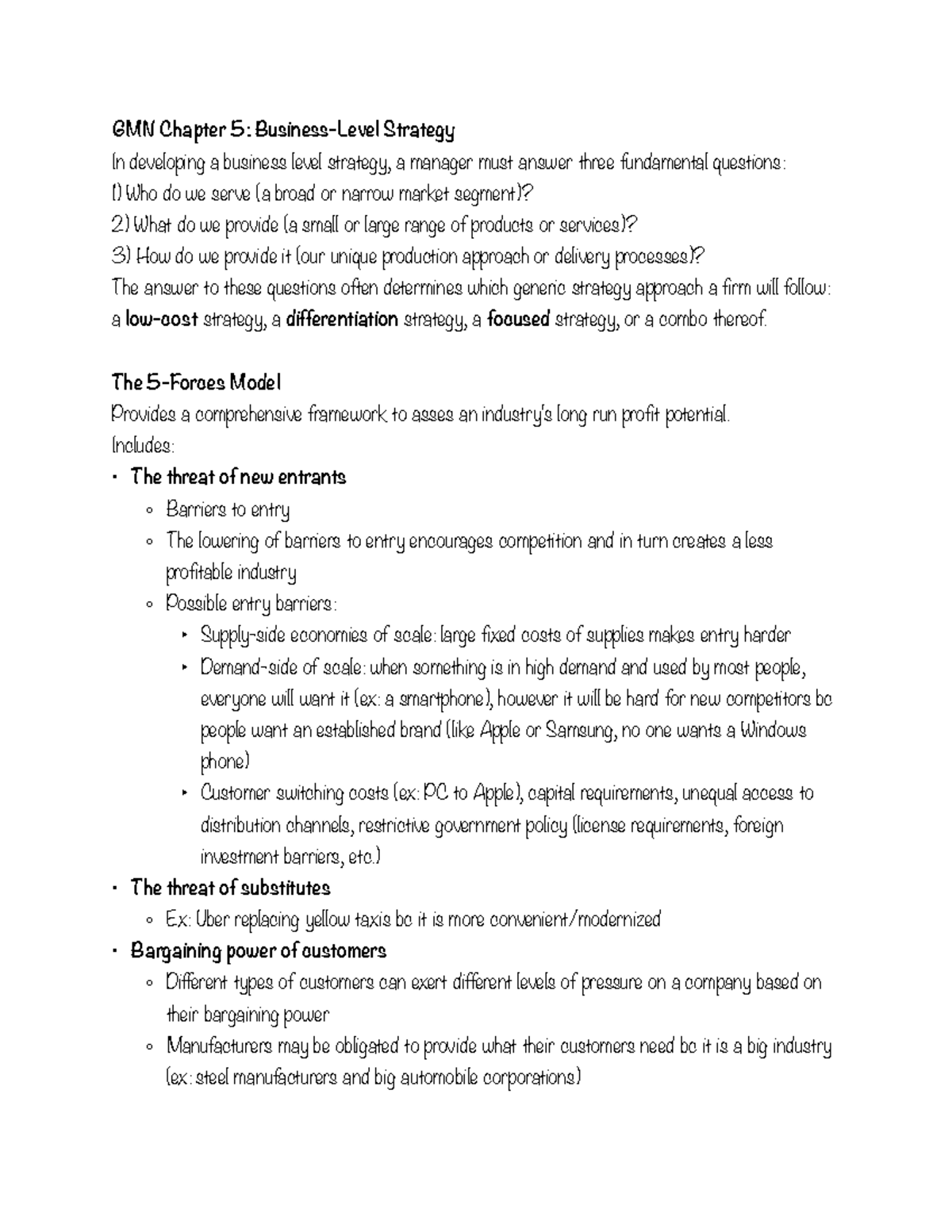 GMN 5: Strategy - GMN Chapter 5: Strategy In developing a business ...
