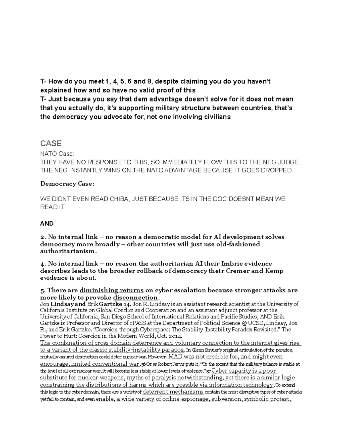 2NC - 2NC doc - T- How do you meet 1, 4, 5, 6 and 8, despite claiming ...