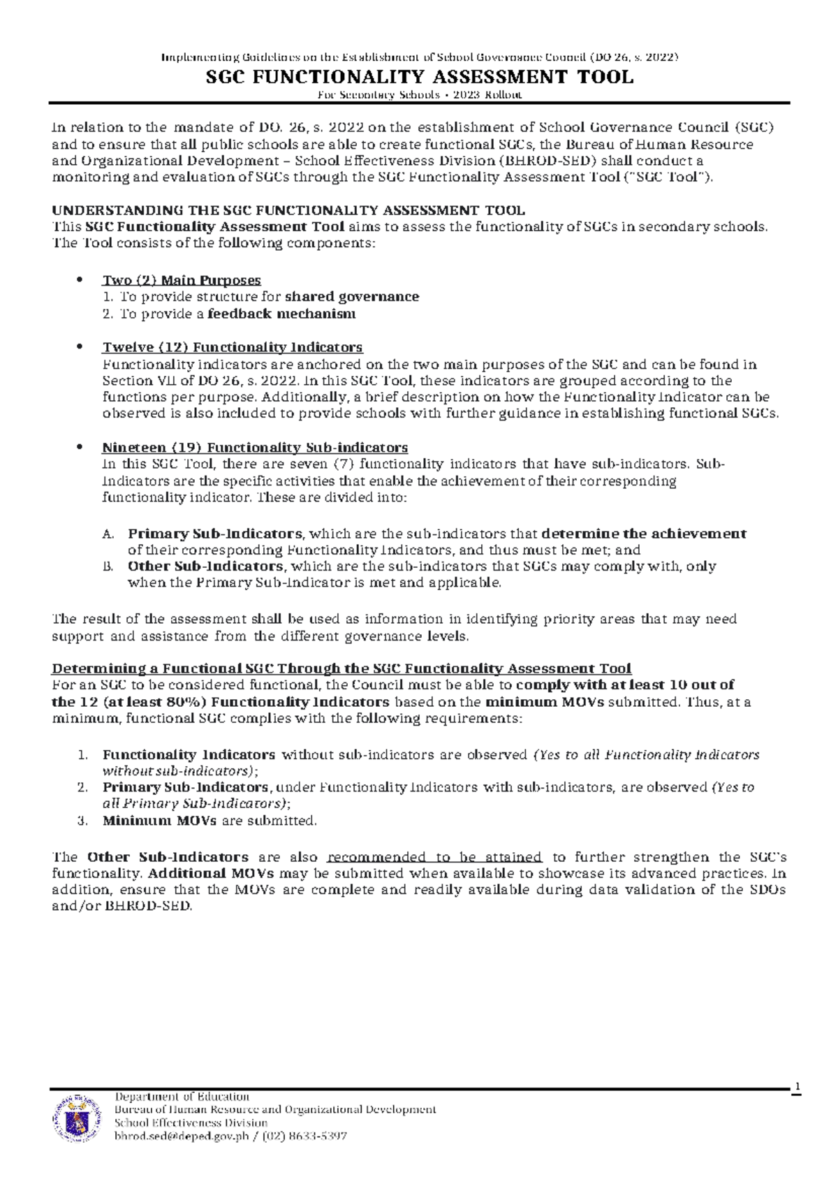 1 2023 SGC Functionality Assessment Tool For Reference - SGC ...