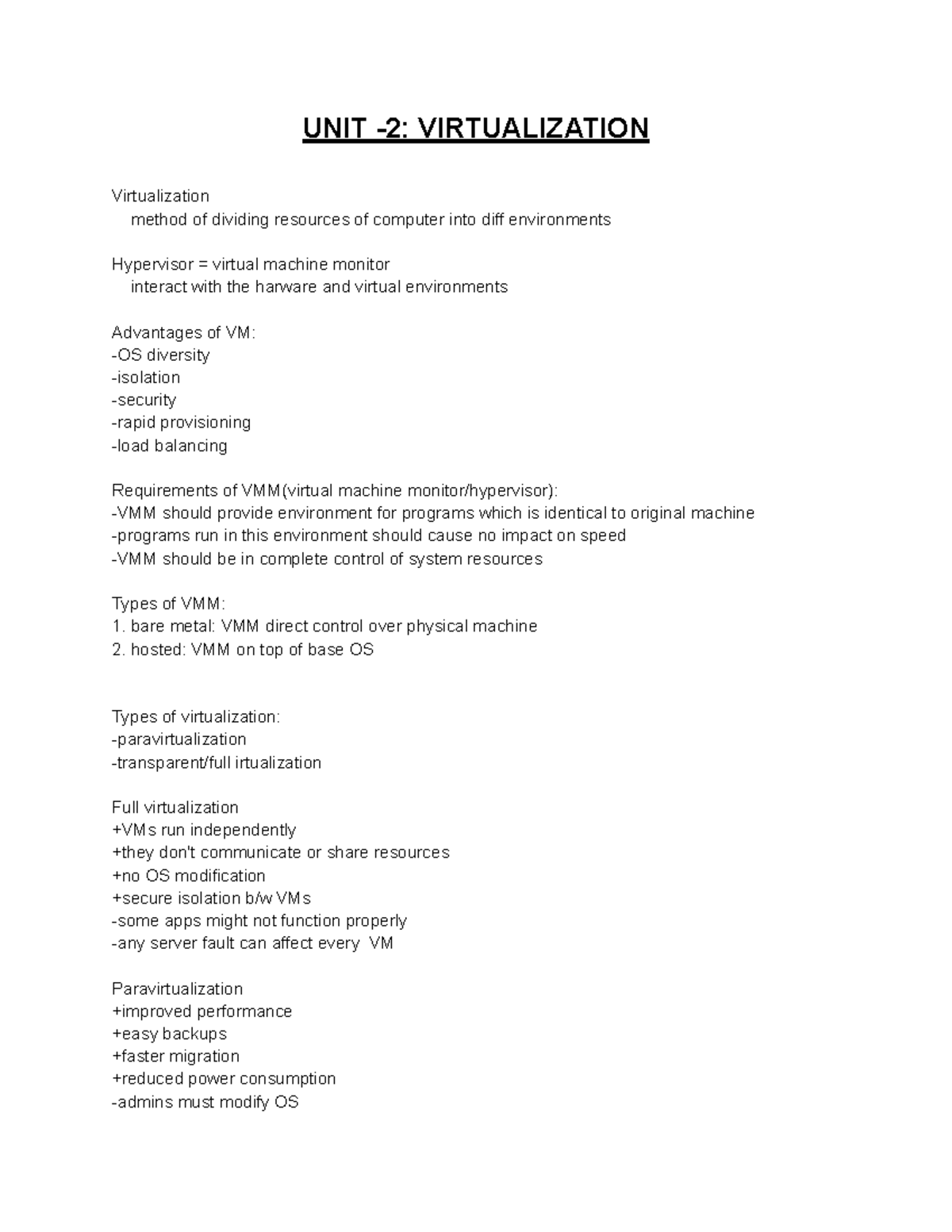 Unit 2 - Virtualization - UNIT -2: VIRTUALIZATION Virtualization method ...