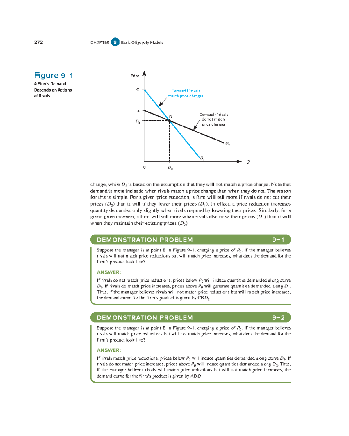 Managerial-economics-76 - 272 CHAPTER 9 Basic Oligopoly Models change, while D 2 is based on the ...