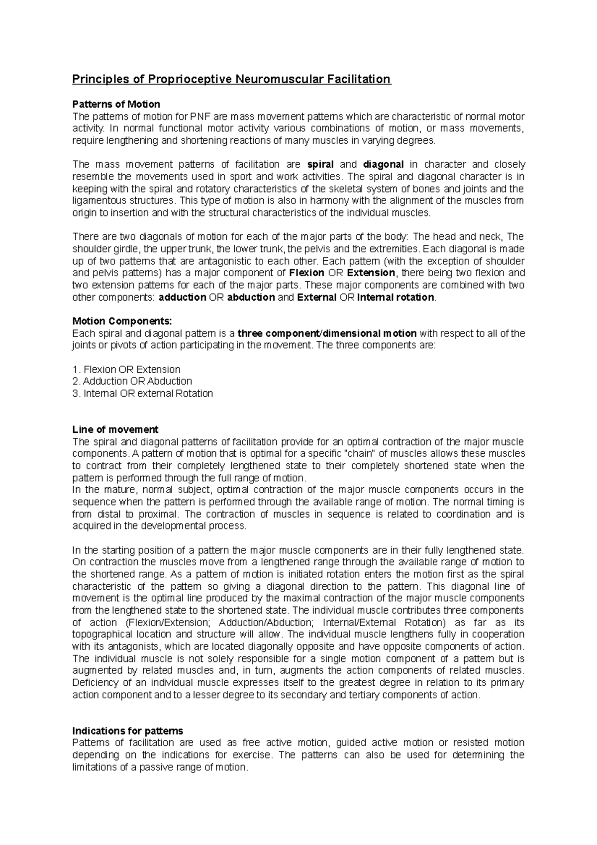 Principles of Proprioceptive Neuromuscular Facilitation - In normal ...