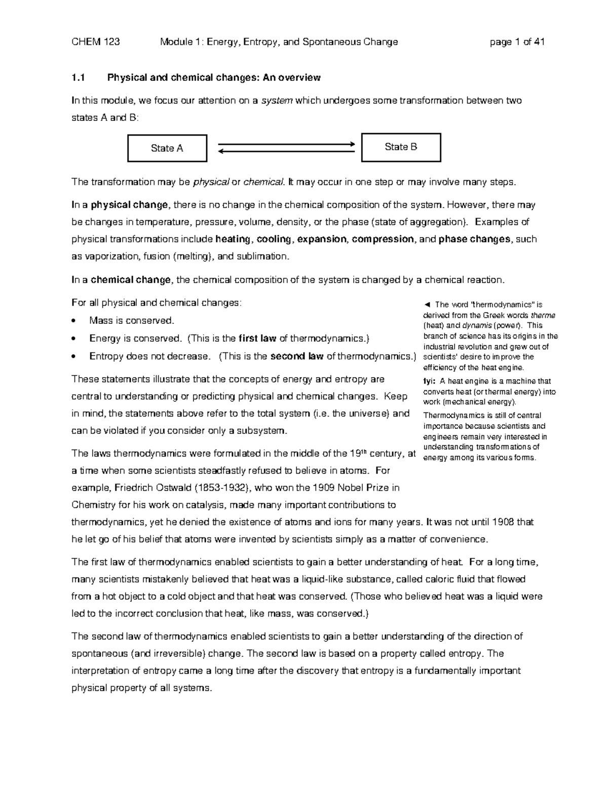 Module 1 - 1 Physical and chemical changes: An overview In this module ...