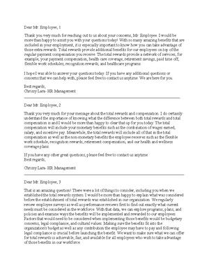 Assignment- HR Inbox - Module 4 - Dear Mr. Employee, 1 Thank you very much for reaching out to ...