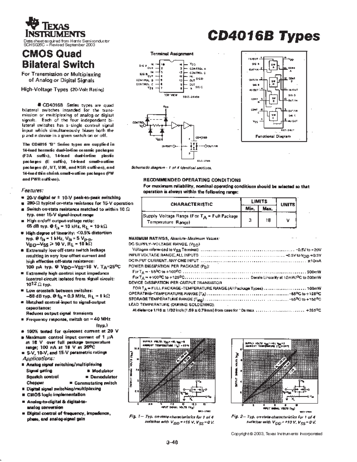 Cd4016b - Wiring Diagram - Data sheet acquired from Harris ...