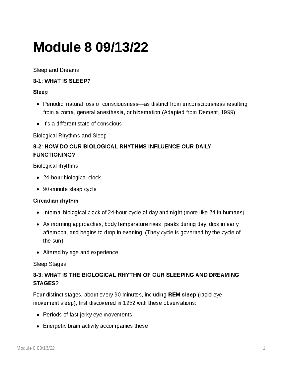 Module 8 091322 - In class lecture notes over readings, not worth ...