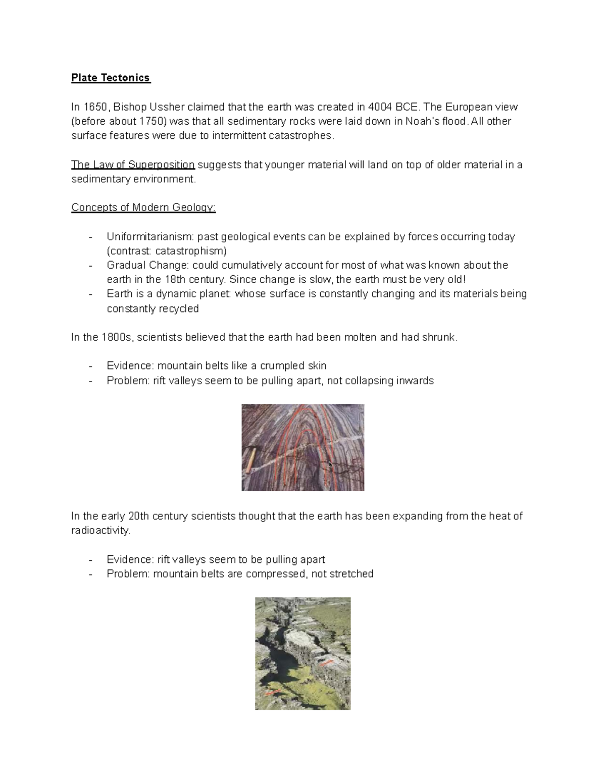 Earth science 1g03 exam notes - Plate Tectonics In 1650, Bishop Ussher ...