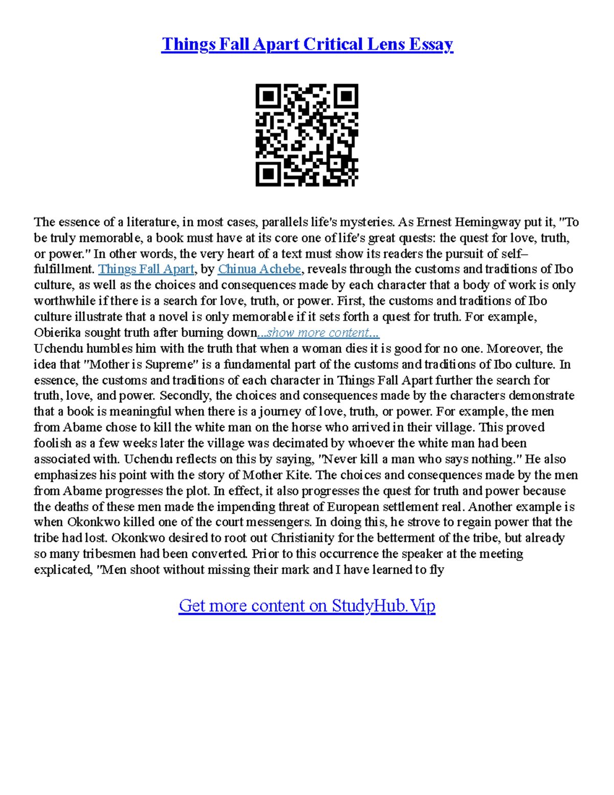 Thing Fall Apart Essay Things Fall Apart Critical Lens Essay The thing-fall-apart-essay-things-fall-apart-critical-lens-essay-the