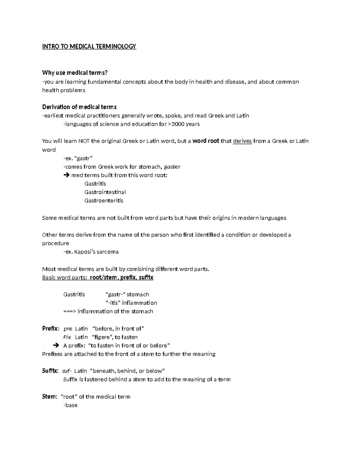 Intro TO Medical Terminology - INTRO TO MEDICAL TERMINOLOGY Why use ...