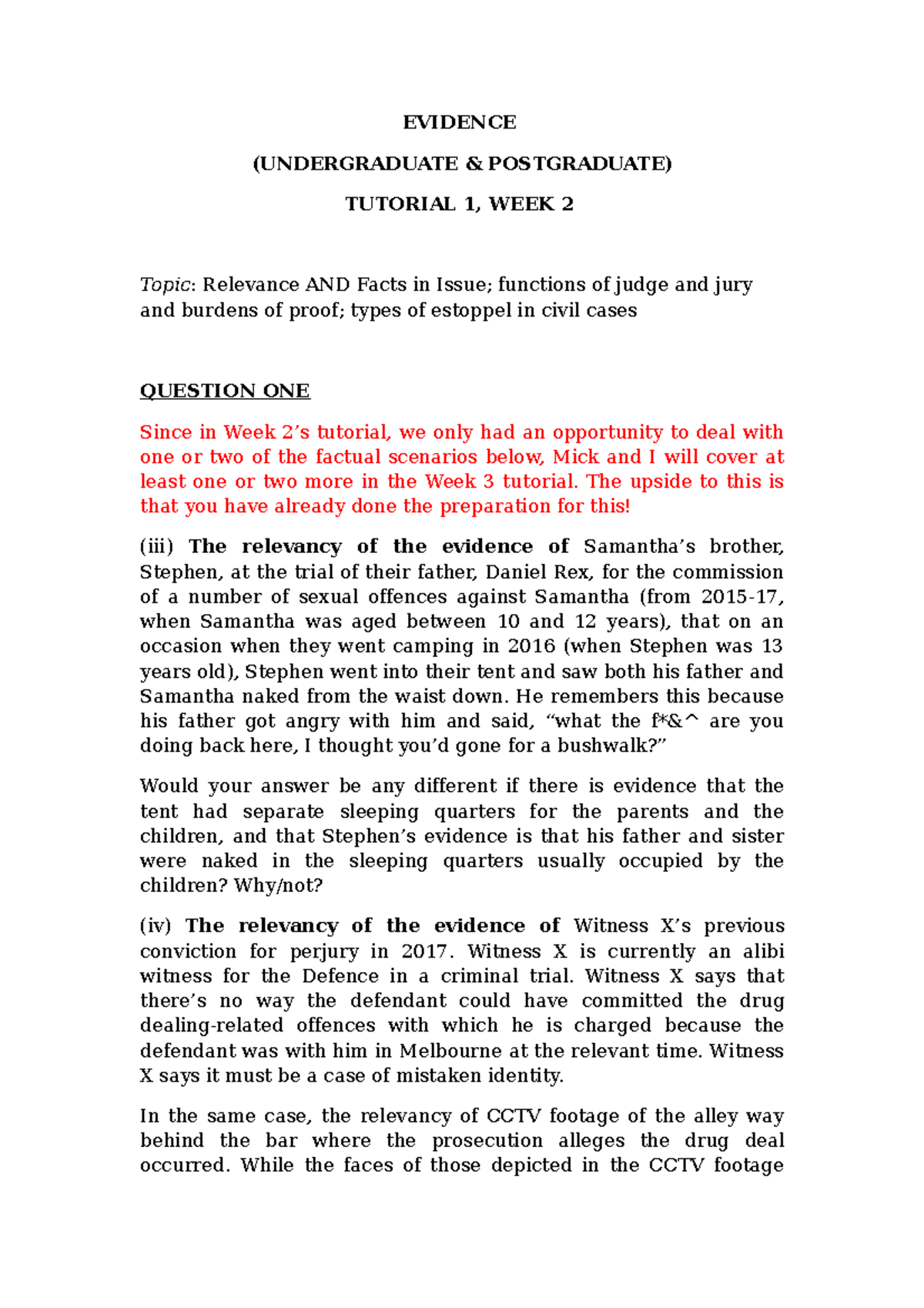 Tutorial 2 Week 3 - notes - EVIDENCE (UNDERGRADUATE & POSTGRADUATE ...