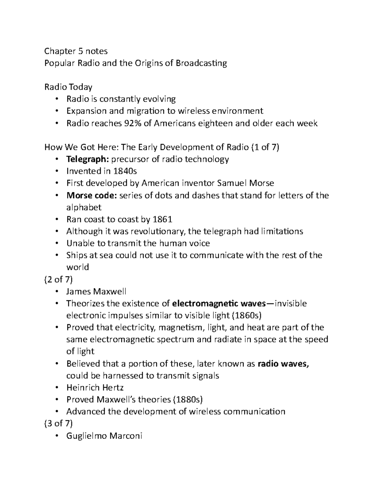 Chapter 5 notes - Chapter 5 notes Popular Radio and the Origins of ...