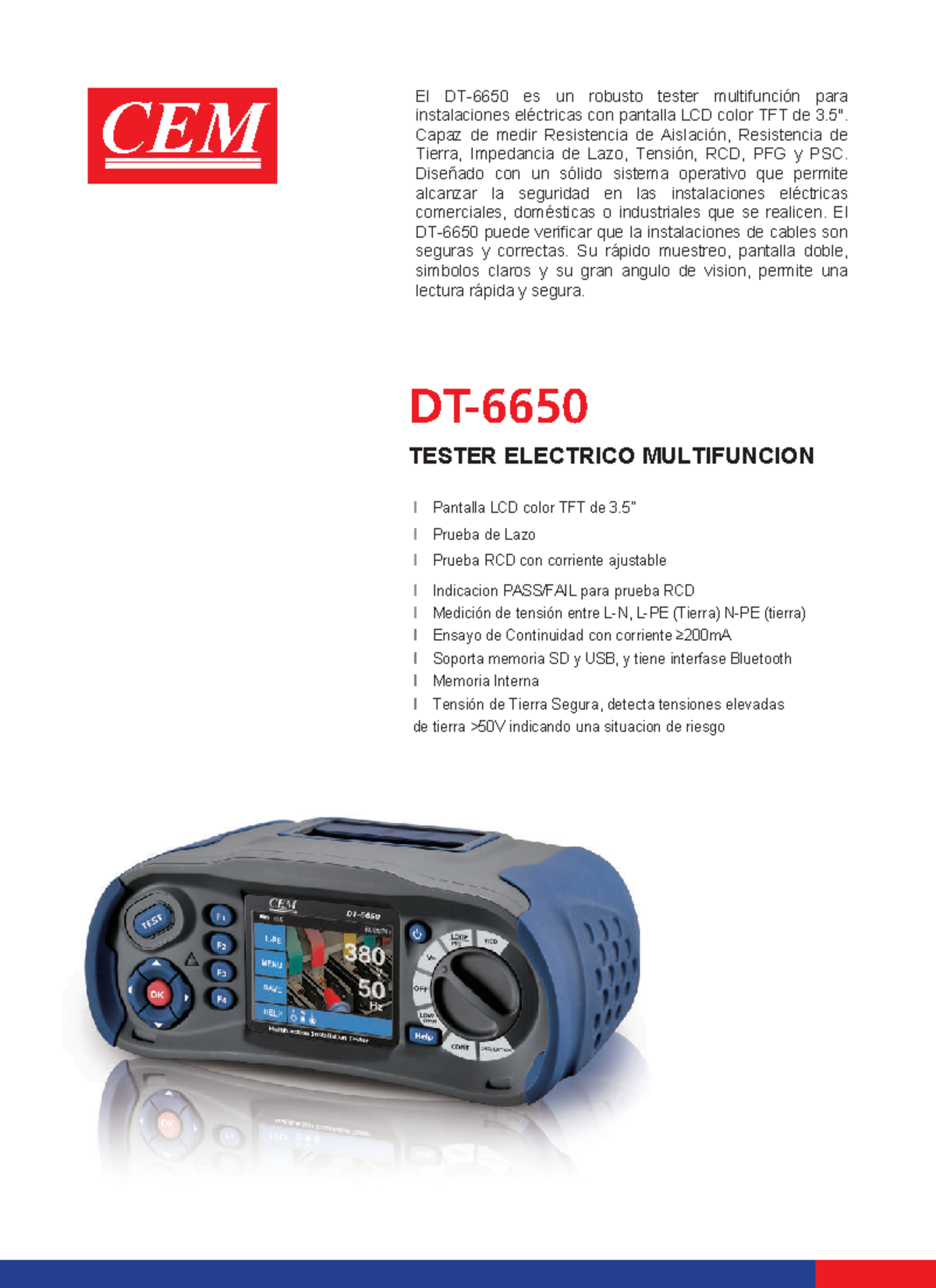 Ficha Tecnica - CEM DT6650 - CEM El DT-6650 es un robusto tester ...
