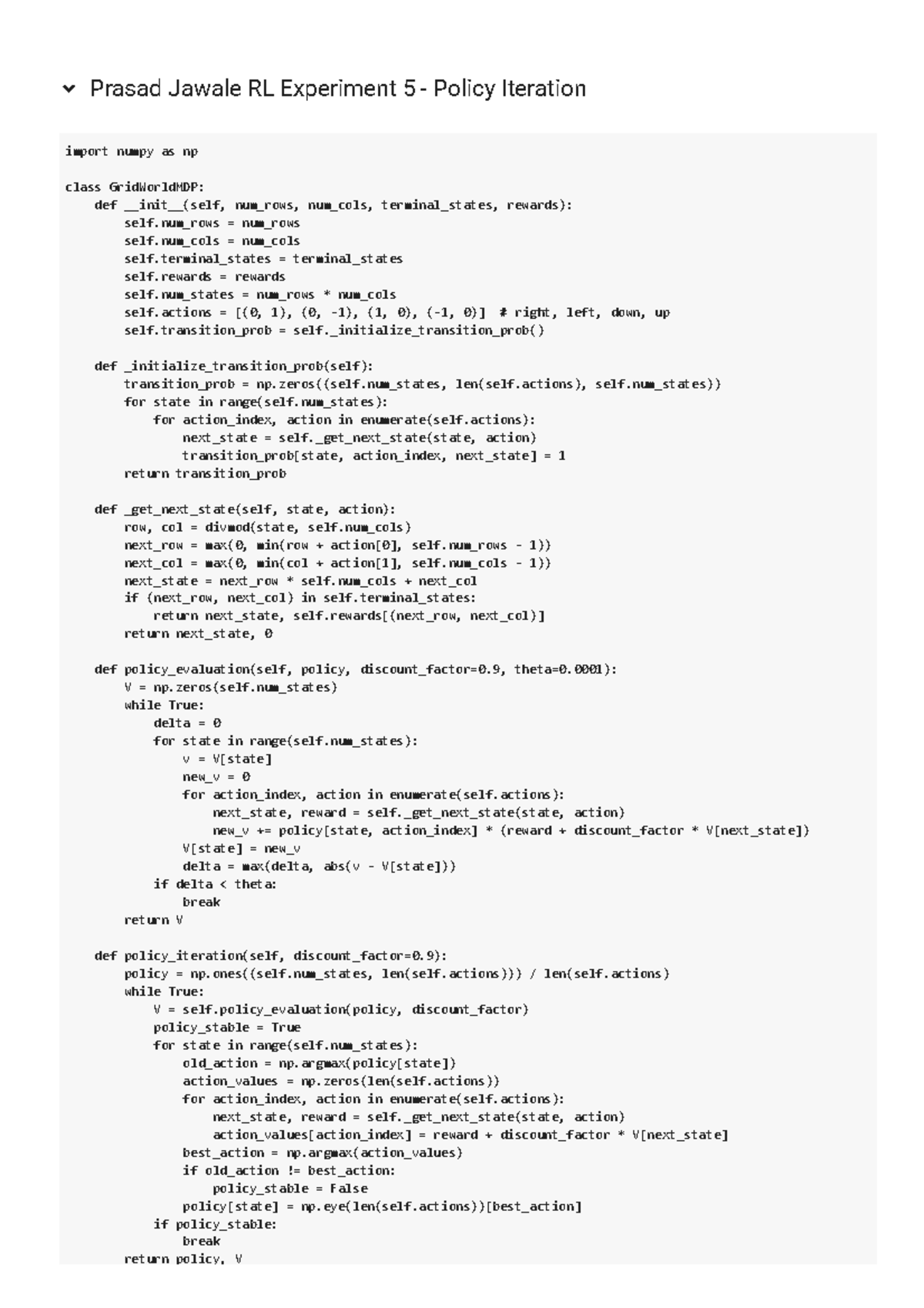 Experiment 5 Reinforcement Learning - Prasad Jawale RL Experiment 5 ...