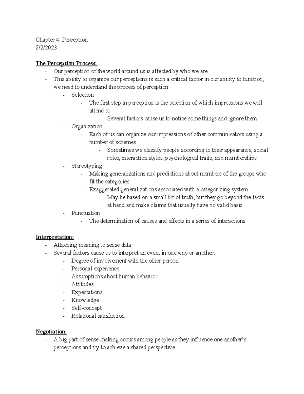 Chapter 4 Perception - Looking Out, Looking In - Chapter 4: Perception 2/2/ The Perception ...