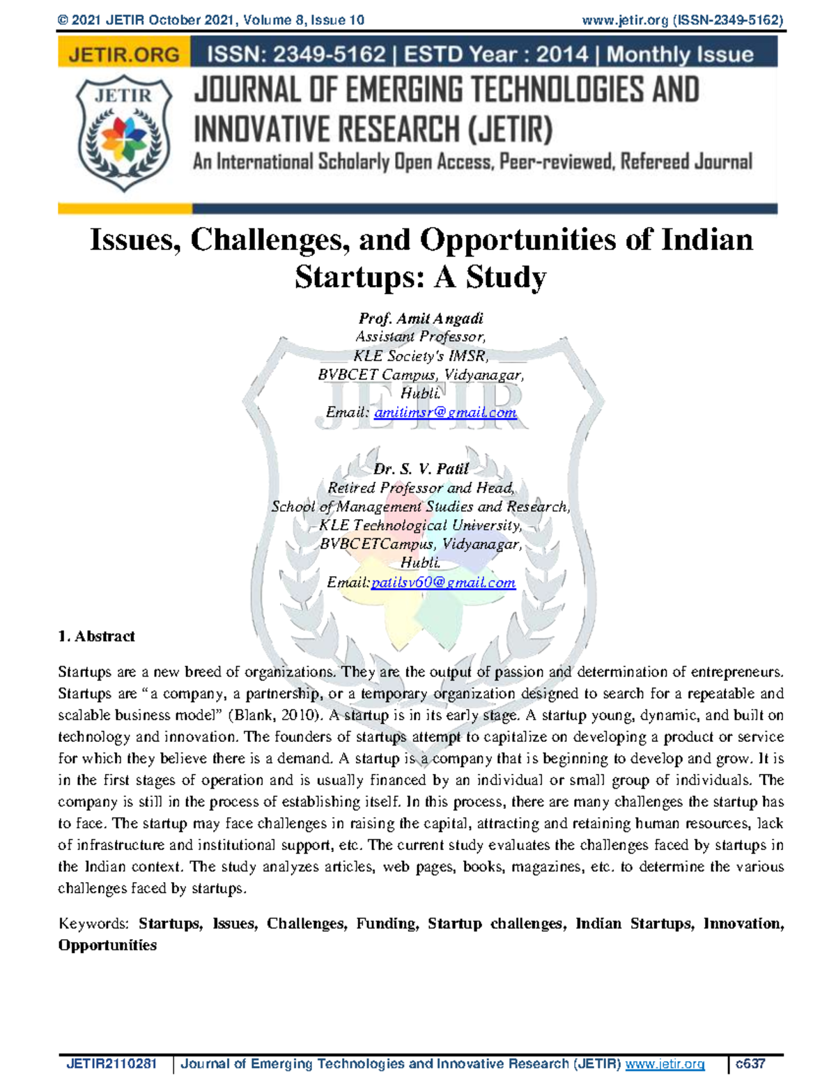 Jetir 2110281 - Please - Issues, Challenges, and Opportunities of ...