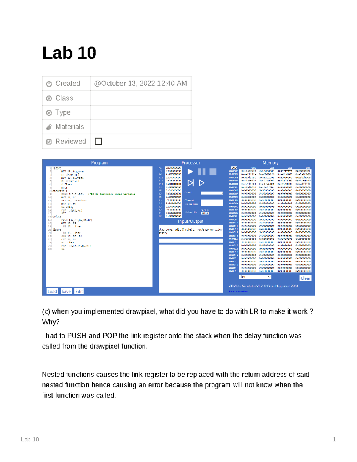 Lab 10-1 - ASASDFEFSD - Lab 10 Created Class Type Materials Reviewed (c) when you implemented ...