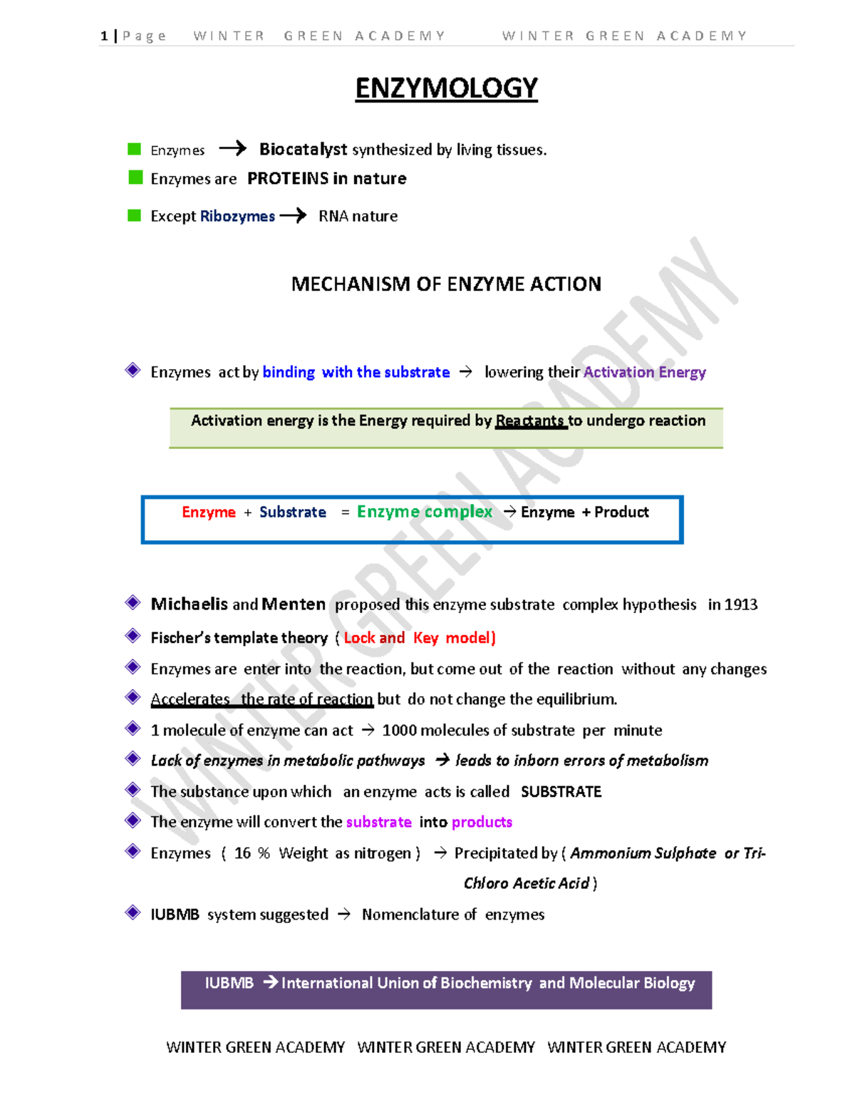 Enzymology-I - BSC MLT ENZYMOLOGY 1 - ENZYMOLOGY Enzymes Biocatalyst ...