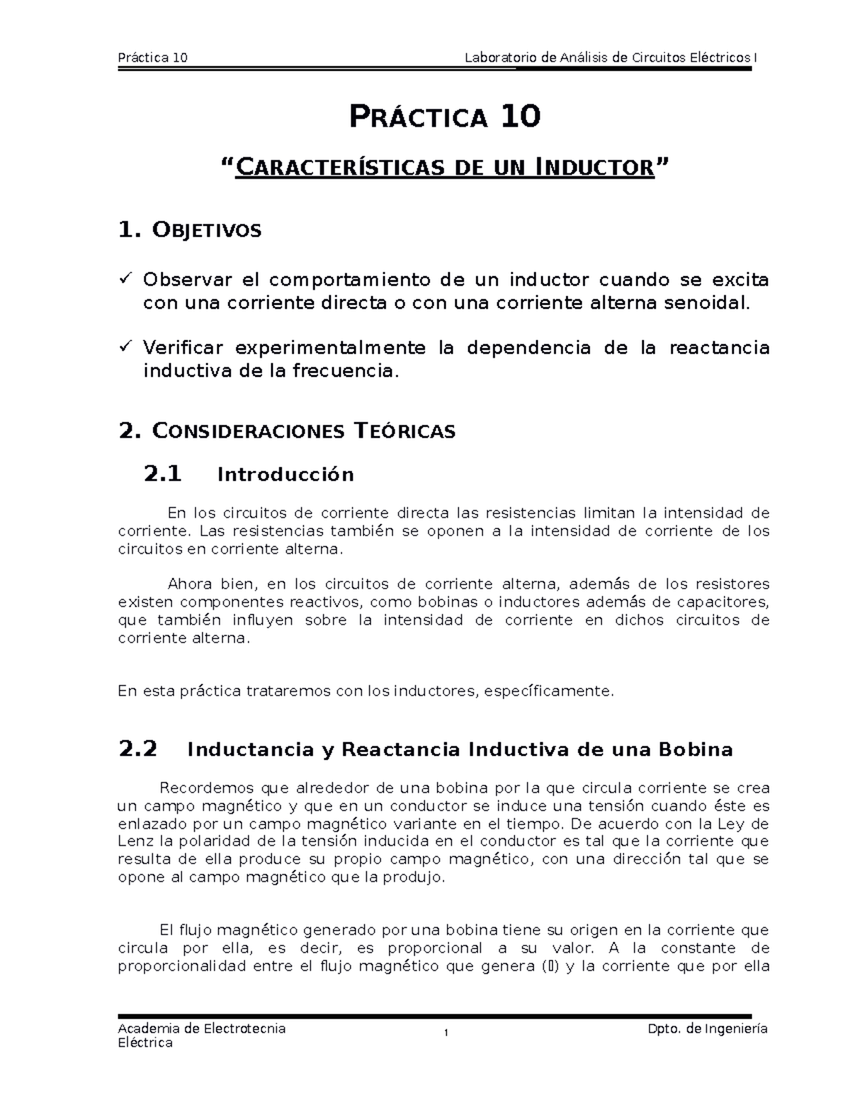 P10 Características DEL Inductor - PRÁCTICA 10 “CARACTERÍSTICAS DE UN ...