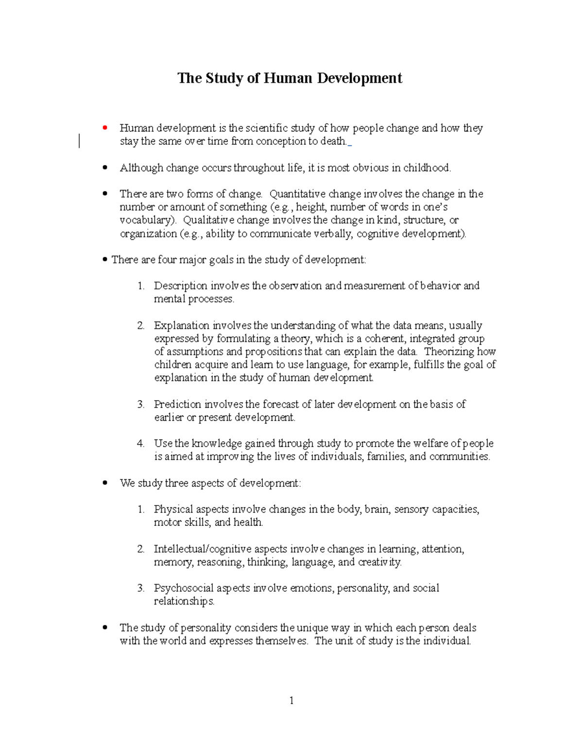 1. Section 1 Study of Human Development and Its History - The Study of ...
