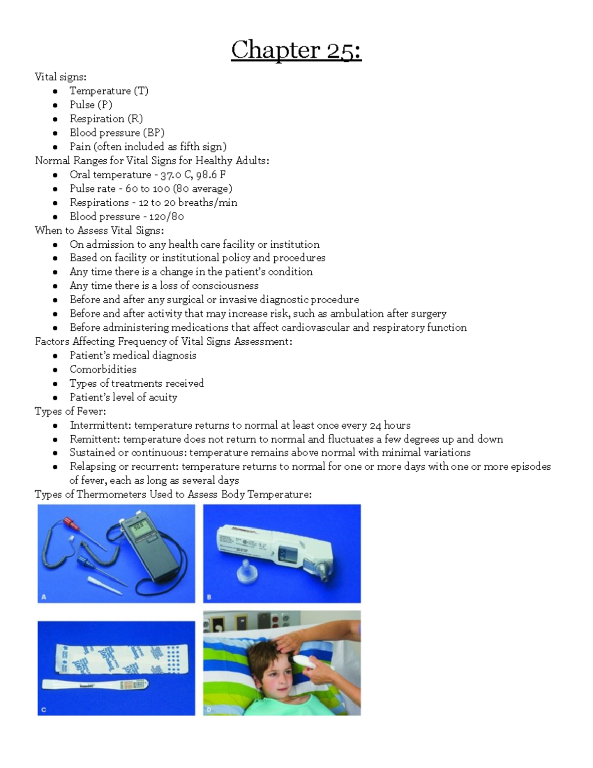 Chapter 26-Nursing Concepts 1 - Chapter 25: Vital signs: Temperature (T ...