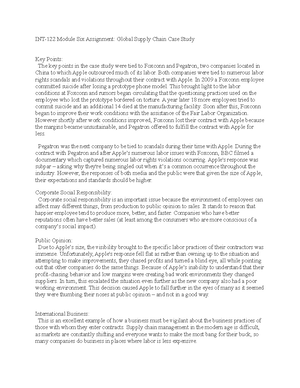 INT 220 6-2 Global Supply Chain Case Study - Joshua Campbell INT 220 6 ...