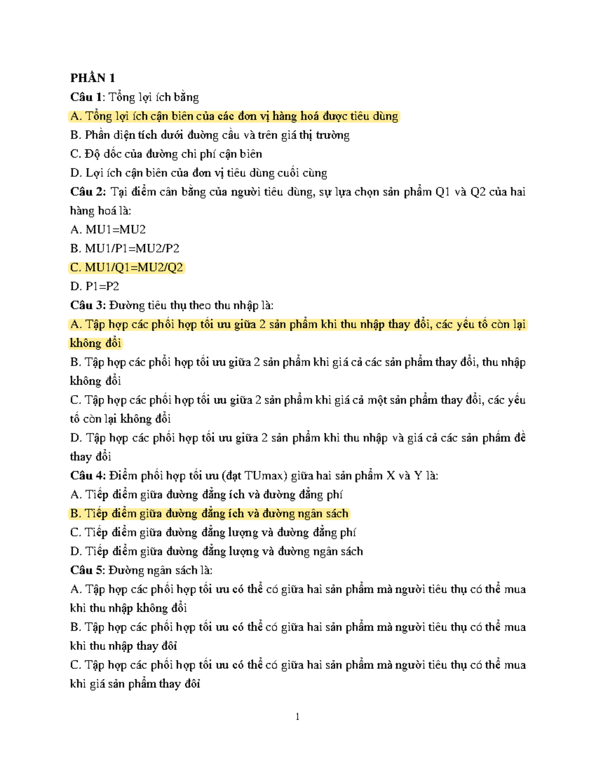 Bai tap-luyen tap ly thuyet hanh vi nguoi tieu dung - PHẦN 1 Câu 1 ...
