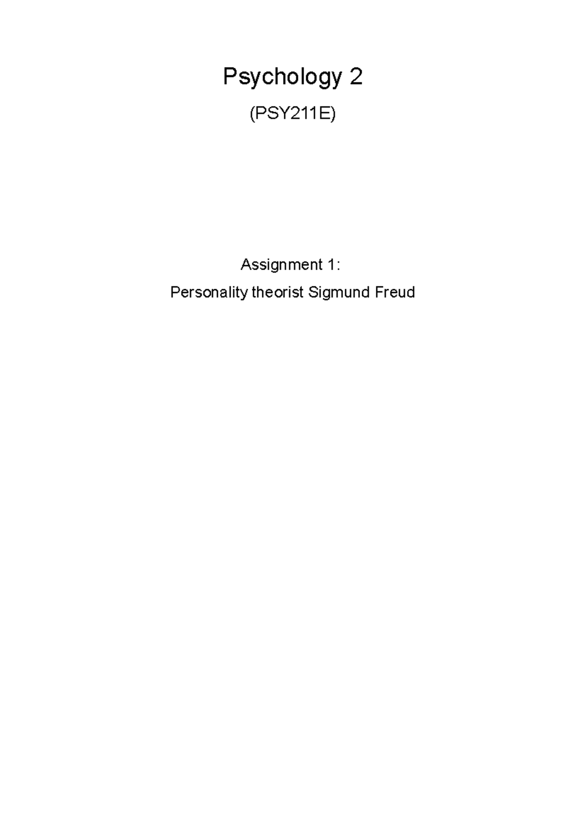 Psychology assignment - Psychology 2 (PSY211E) Assignment 1 ...