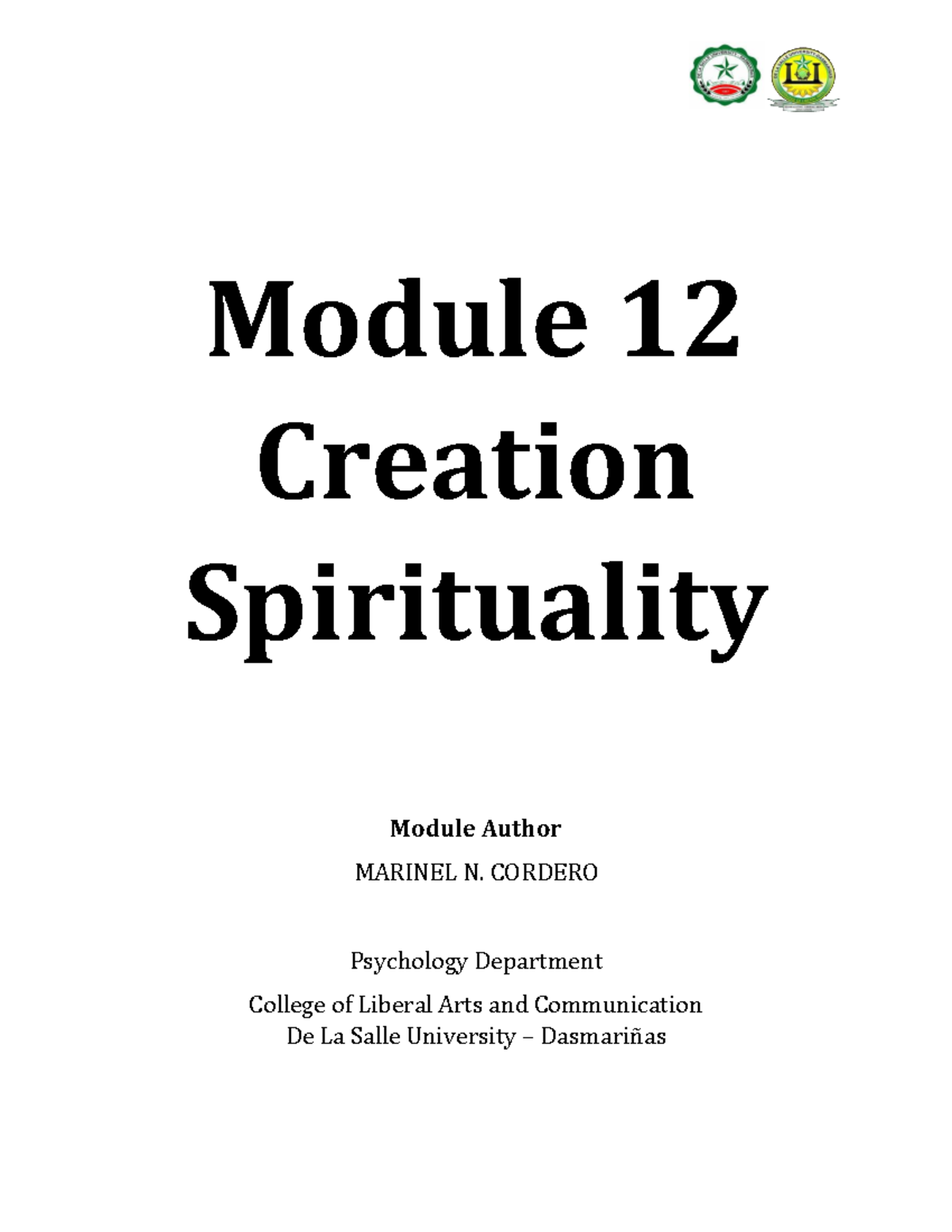 Module 12 - Creation Spirituality - Module 12 Creation Spirituality ...