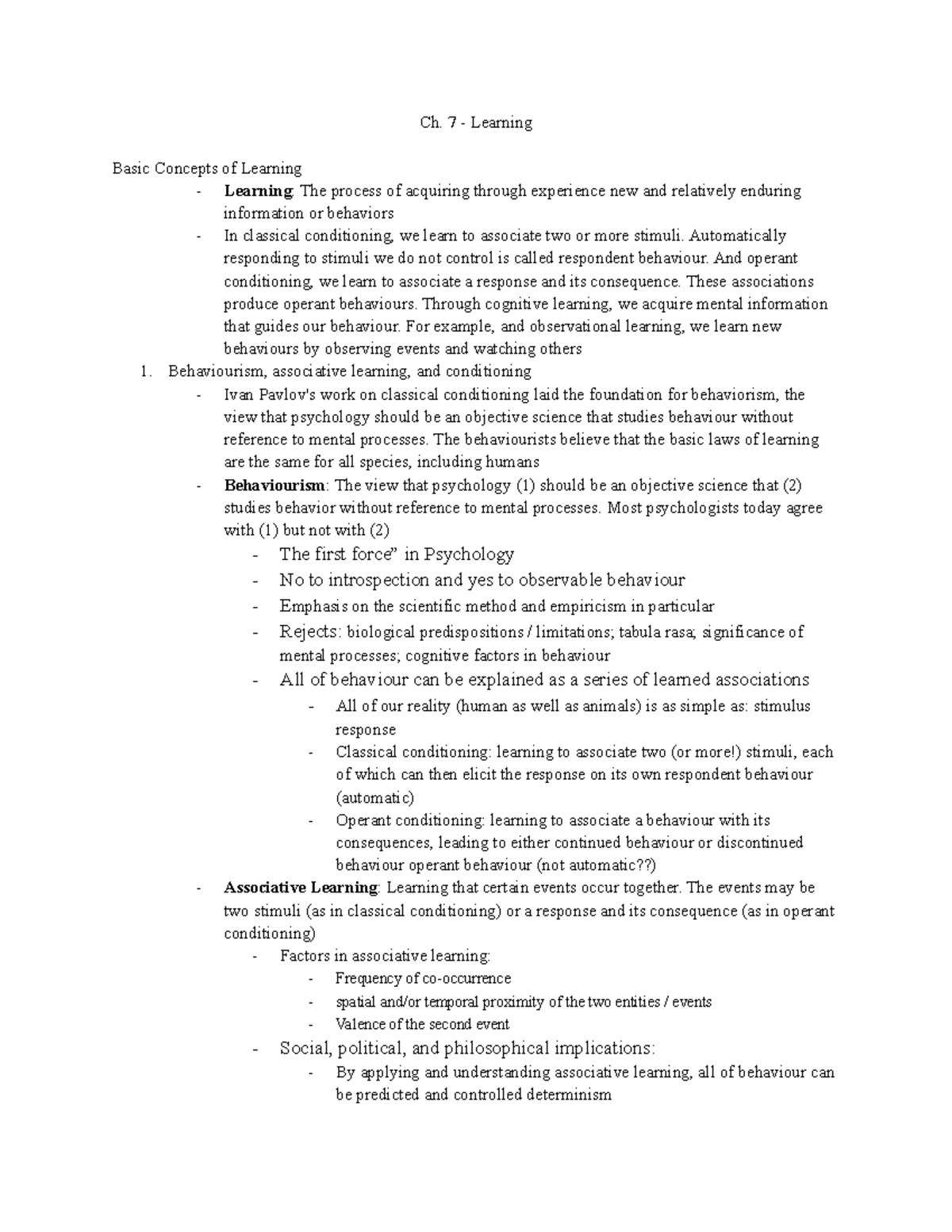 Ch. 7 - Learning - Dr. Chim and Dr. Kobelsky - Ch. 7 - Learning Basic ...