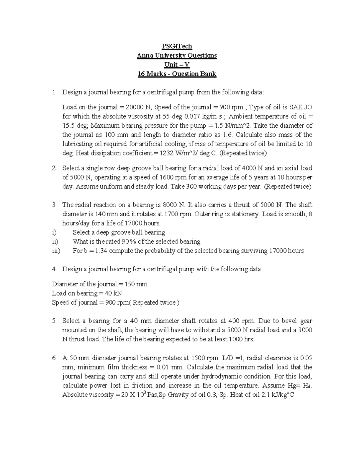 Unit V Question bank - PSGiTech Anna University Questions Unit – V 16 Marks - Question Bank ...