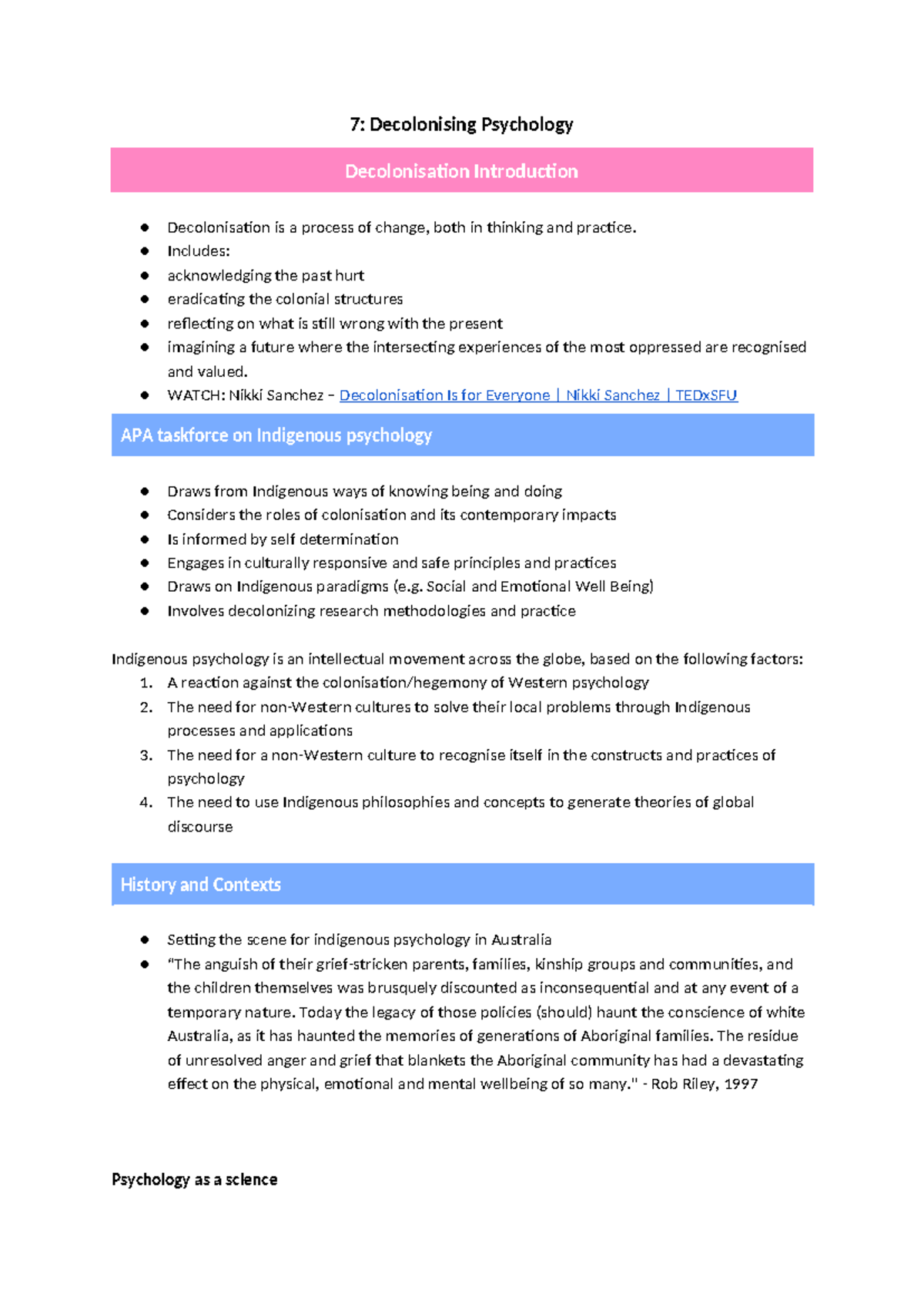 7- Decolonising Psychology - 7: Decolonising Psychology Decolonisation ...