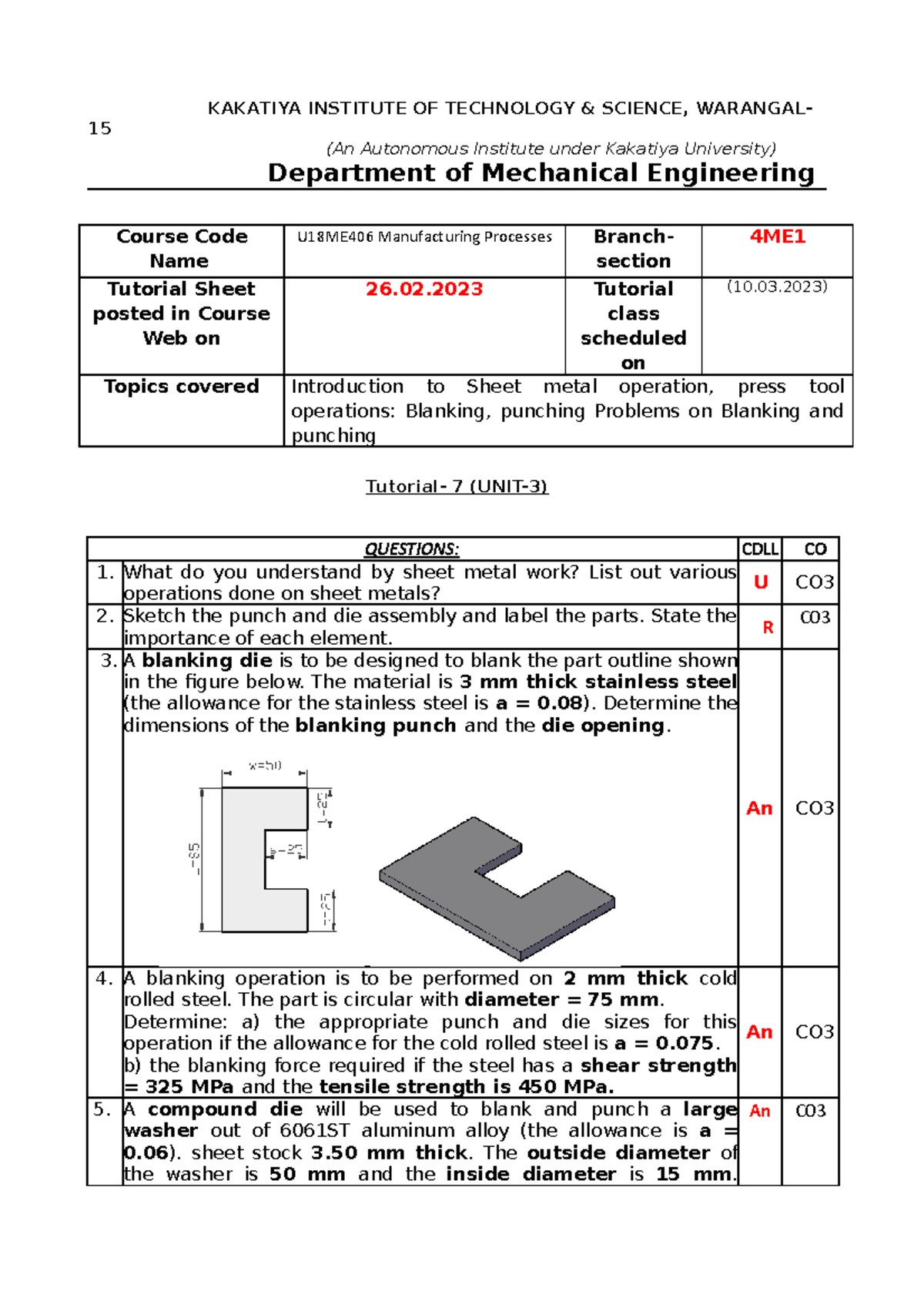 T7-Unit3-MP - Important questions in MACHINING PROCESSES - KAKATIYA ...