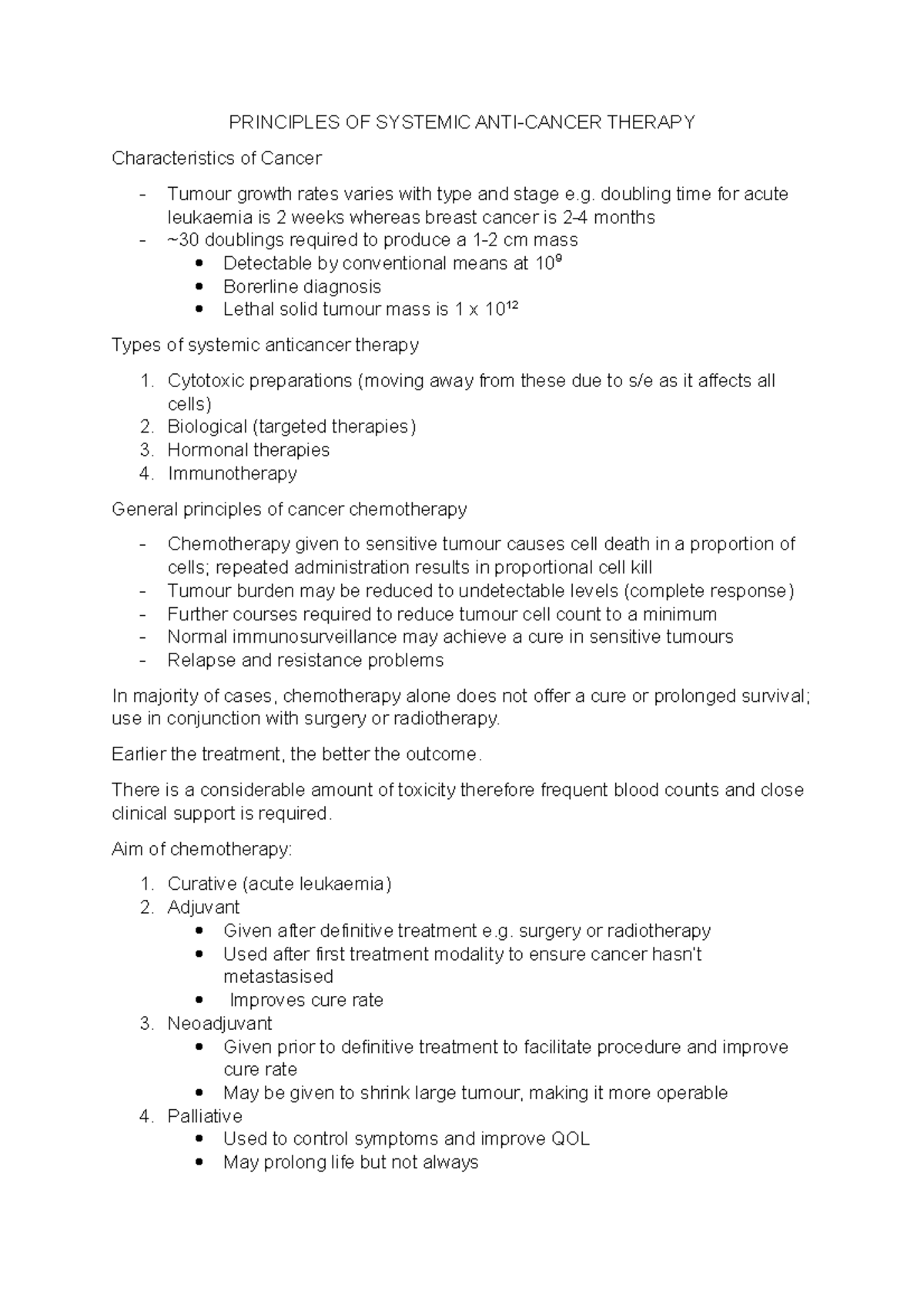 Principles OF Systemic ANTI Cancer Therapy - PRINCIPLES OF SYSTEMIC ...