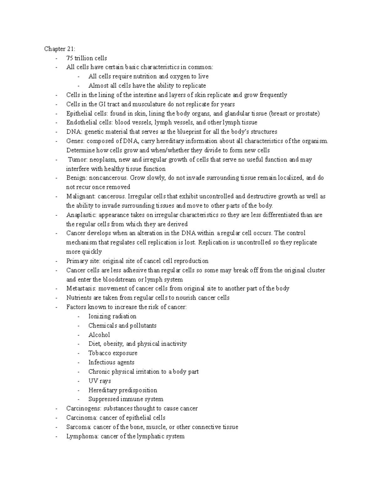 Rhs 403 Ch 21 Lecture Notes Ch 21 Chapter 21 75 Trillion Cells