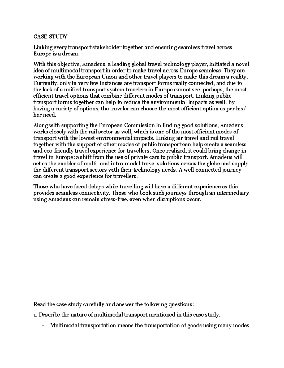 CASE Study Multimodal - This is an interesting essay - CASE STUDY ...