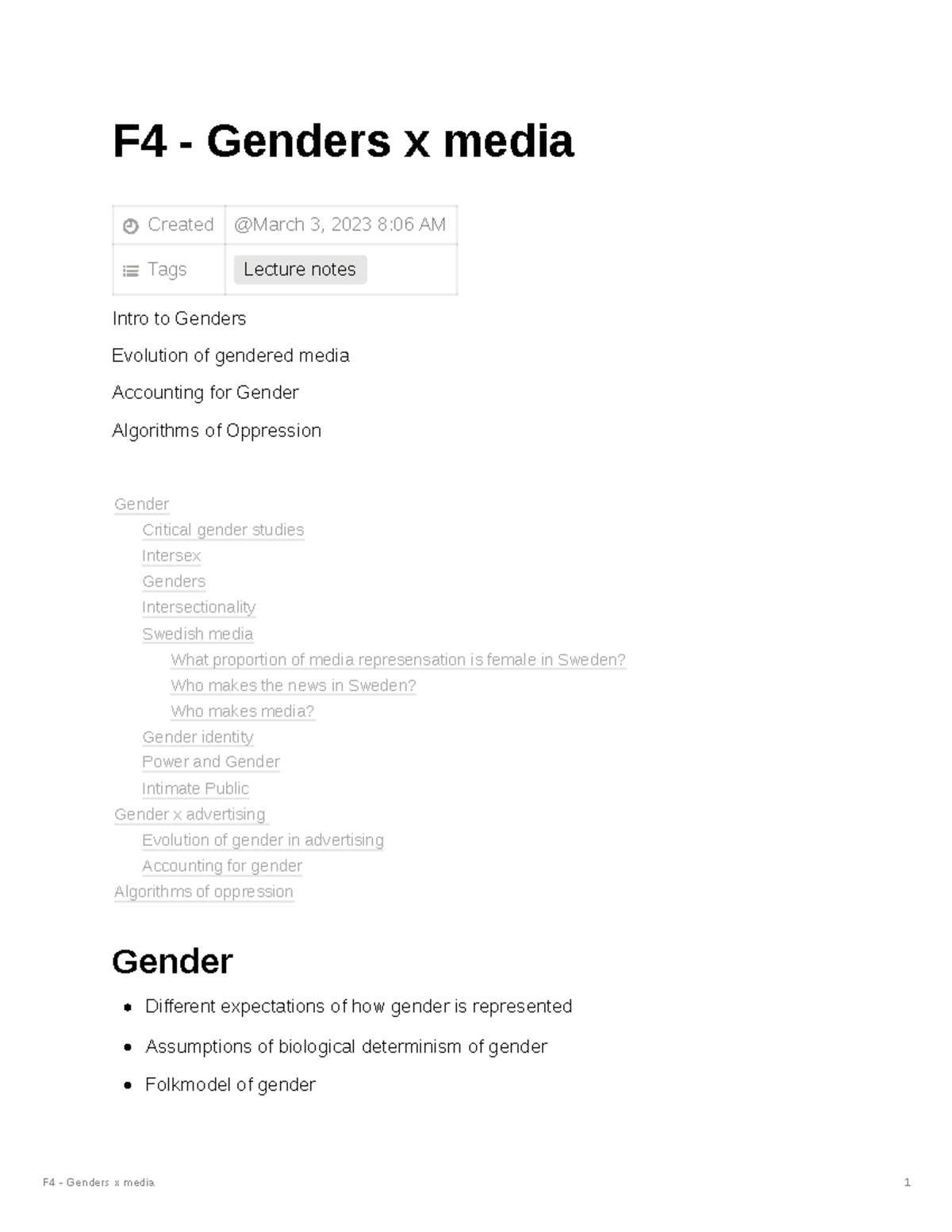 F4 - Genders x media - F4 - Genders x media Created Tags Lecture notes ...