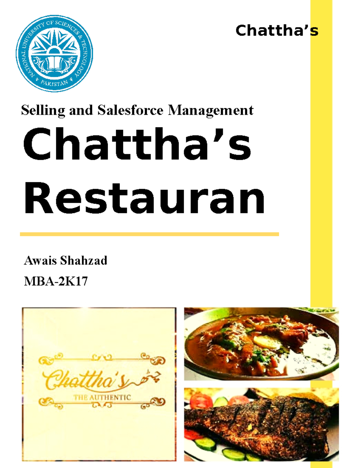 Chattha's-Awais Shahzad MBA-2K17 - Chattha’s Restauran Awais Shahzad ...